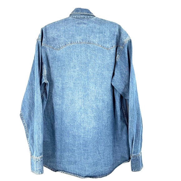 Stetson | Shirts | Stetson Turquoise Snap Denim Sawtooth Shirt Mens M ...